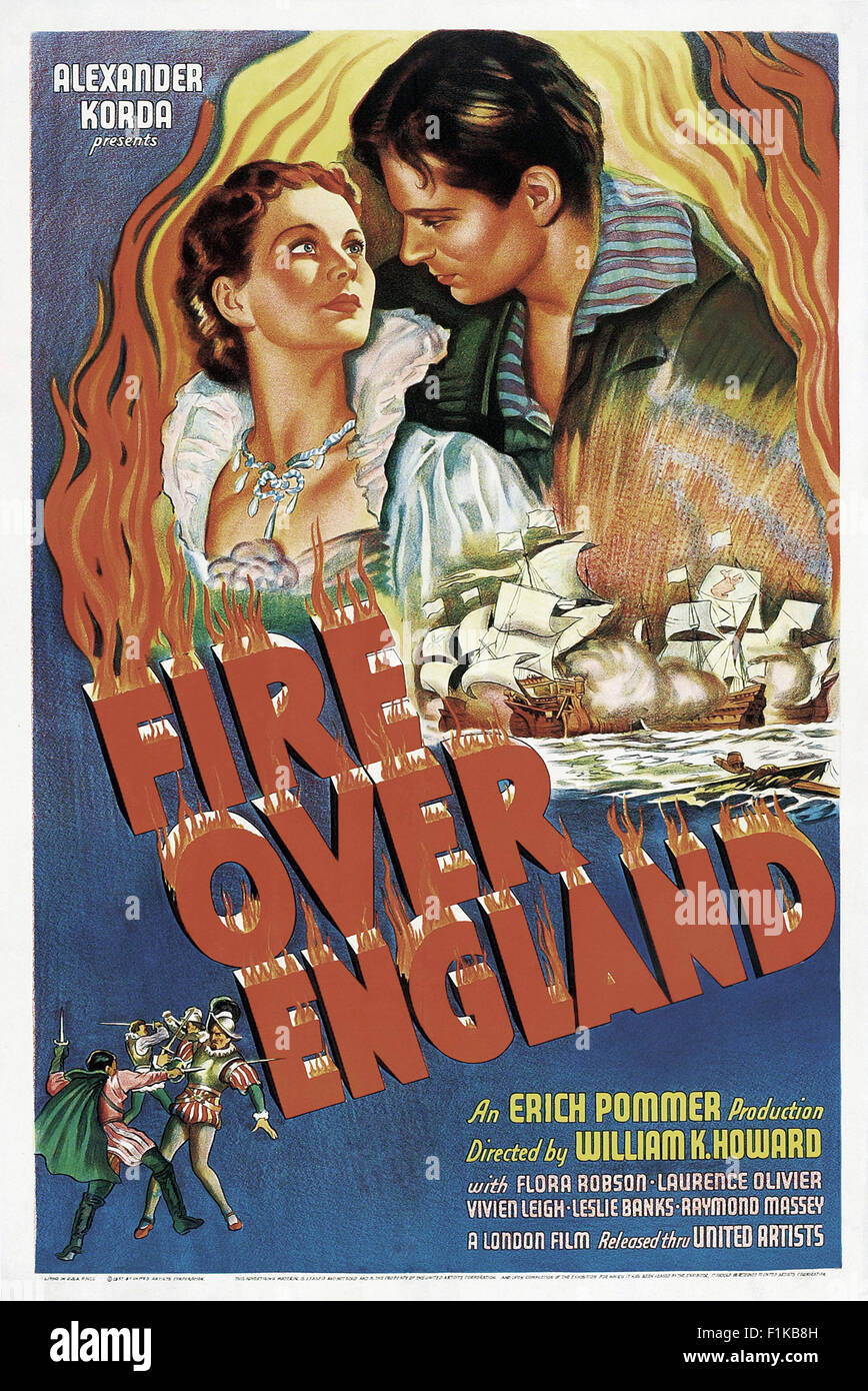 Fire Over England 001 - Movie Poster Stock Photo - Alamy
