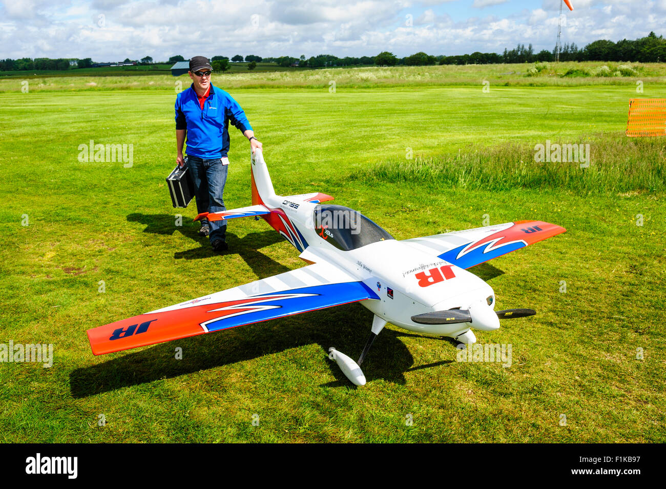 Enthusiasts fly large model aircraft at Strathaven Airfield during the ...