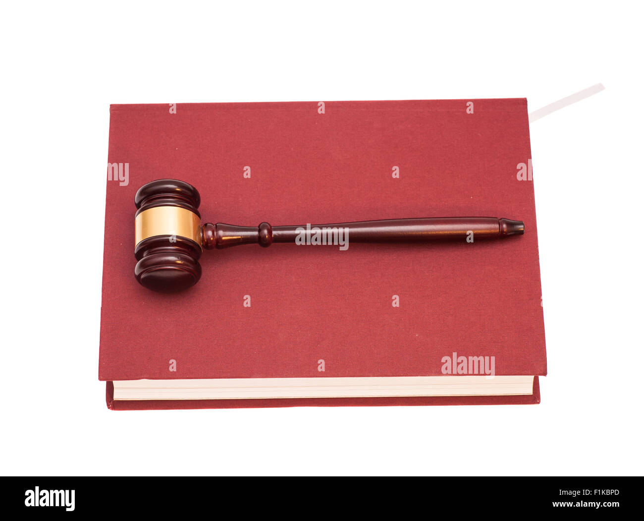 Gavel and book on white background Stock Photo - Alamy