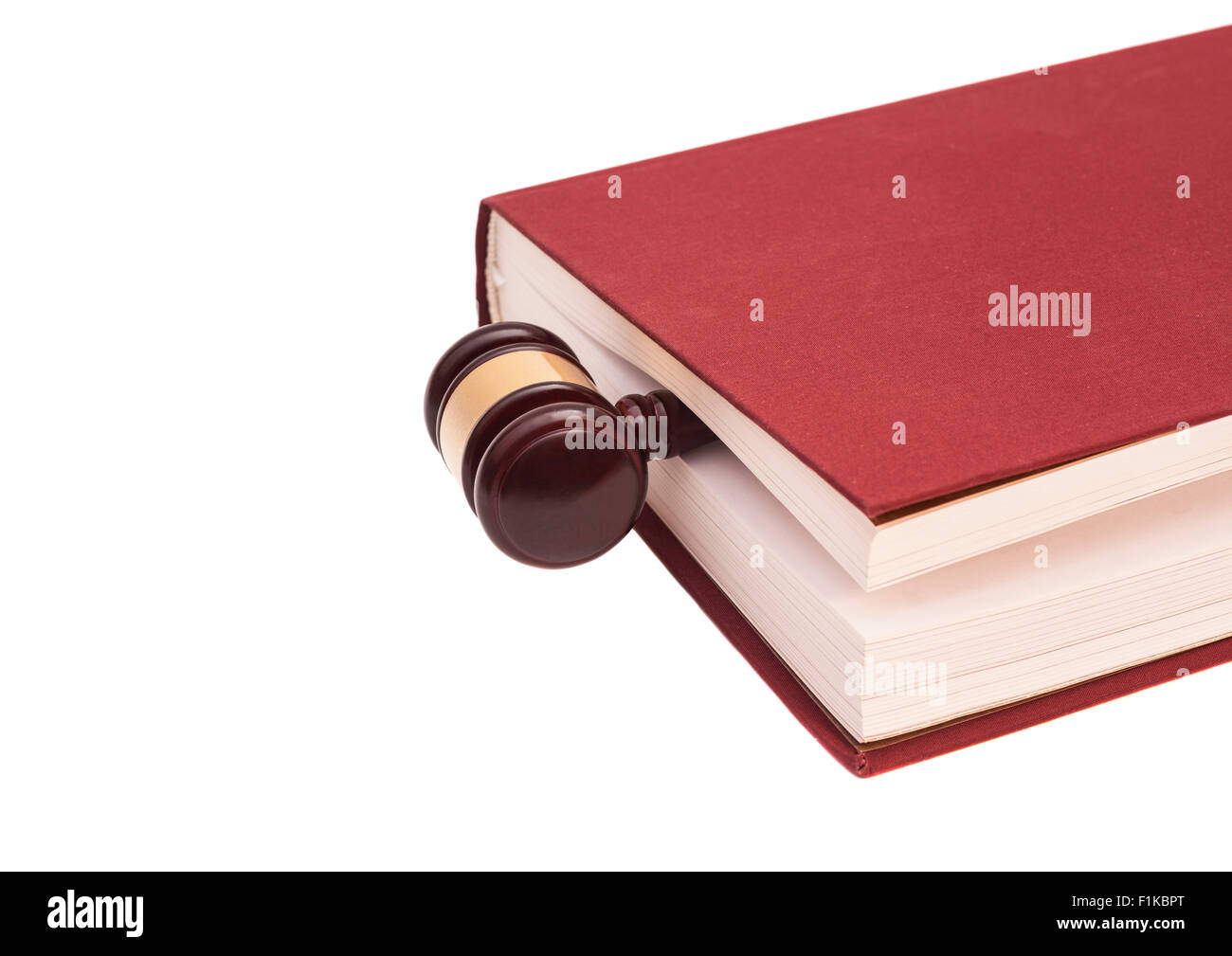 Gavel and book on white background Stock Photo - Alamy