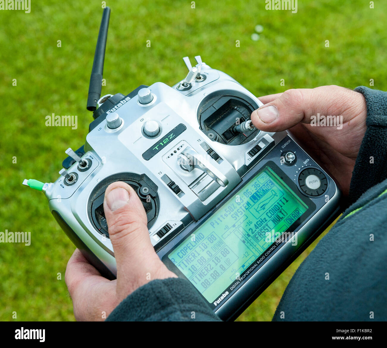 Enthusiasts fly large model aircraft at Strathaven Airfield during the ...