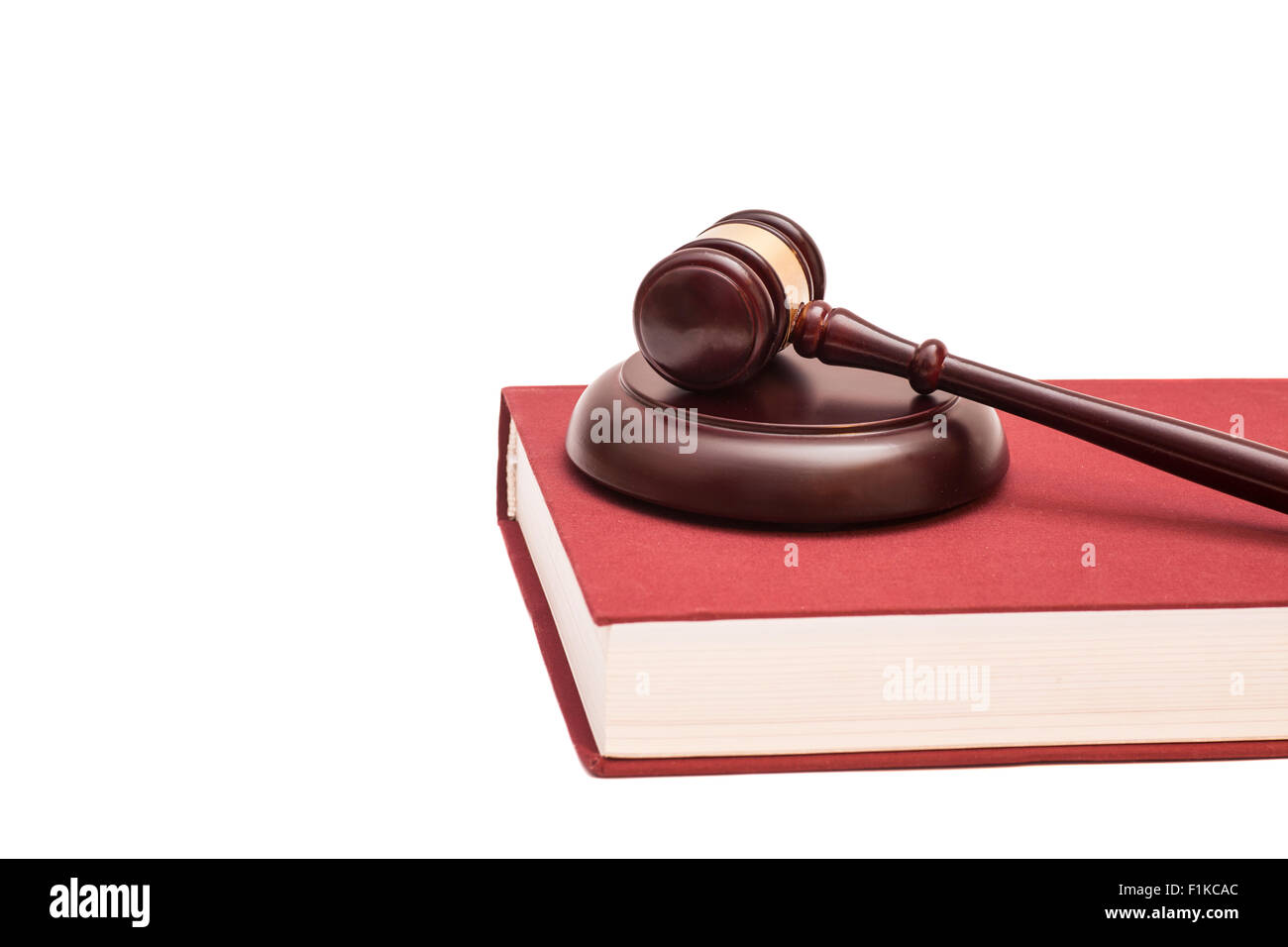Gavel and book on white background Stock Photo - Alamy