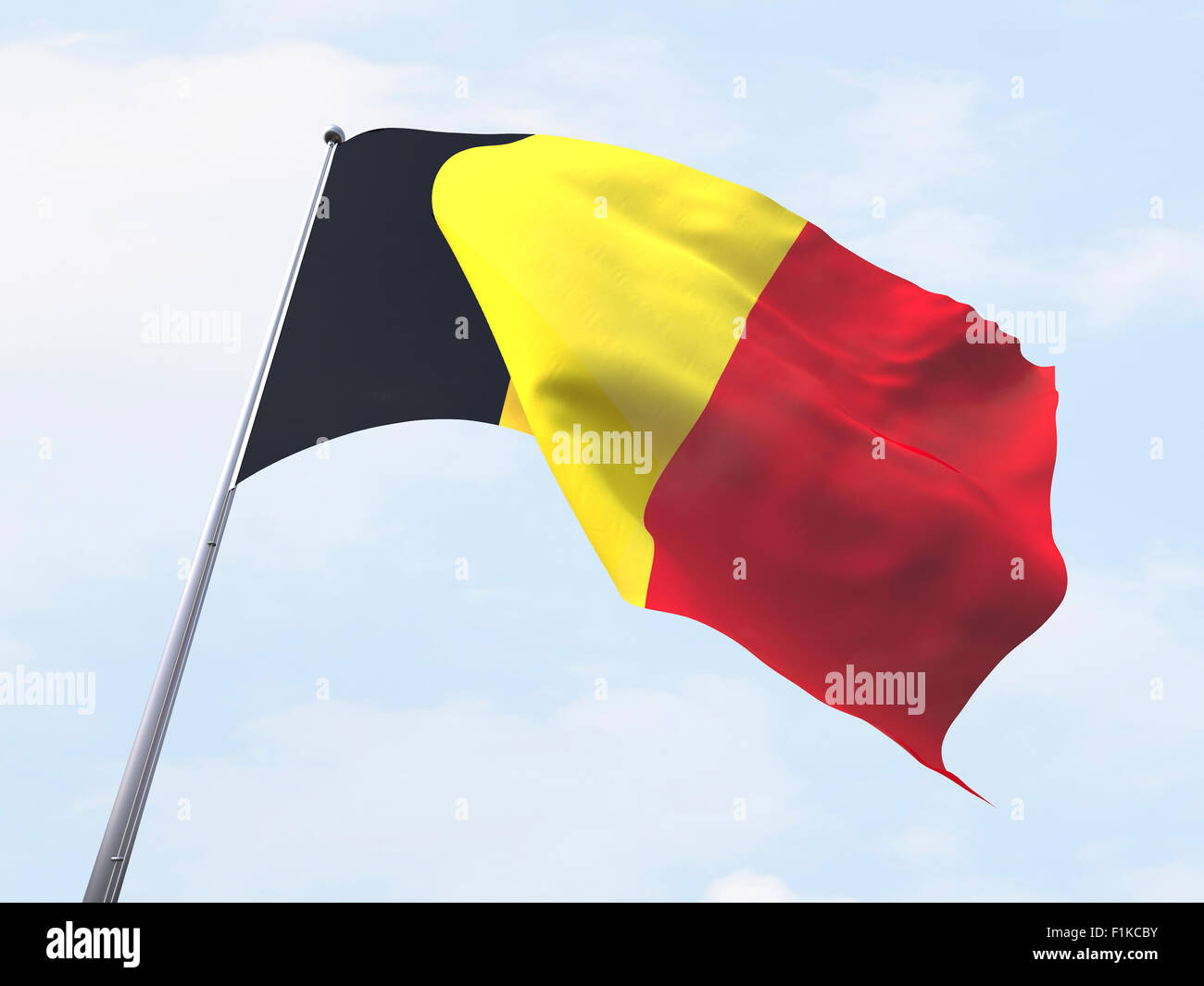 Belgium flag flying on clear sky Stock Photo - Alamy