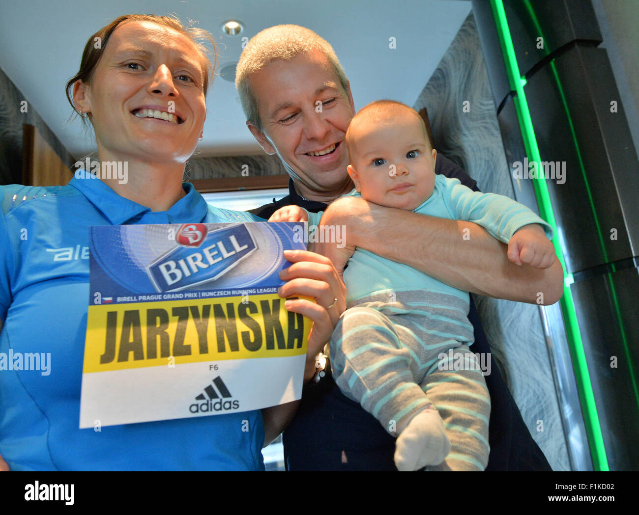 Polish sprinter Karolina Jarzynska (left) with her four-month old ...