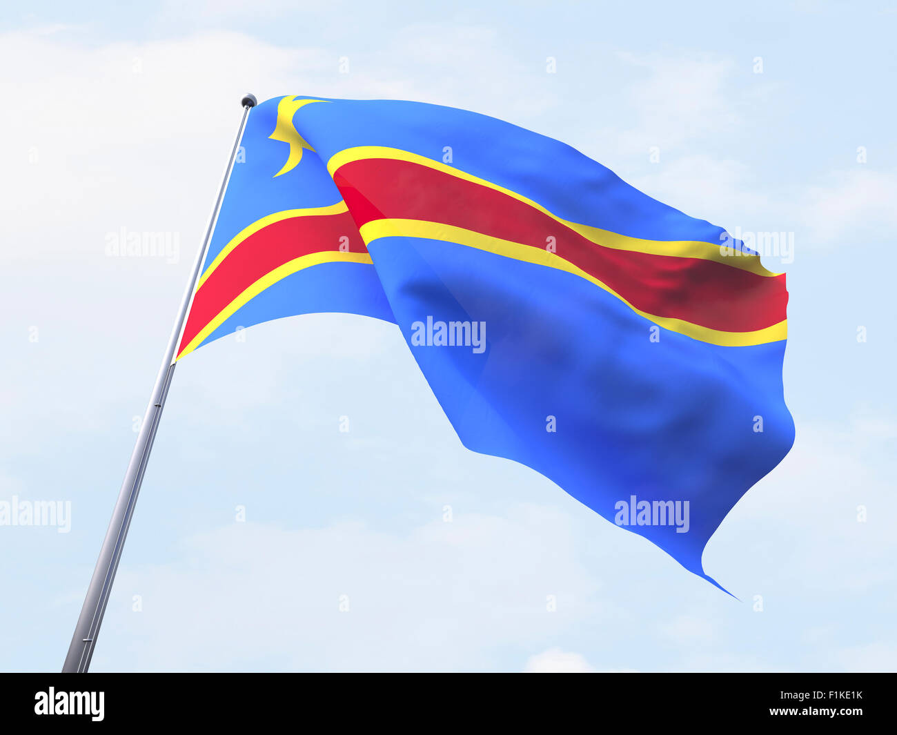 Congo flag flying on clear sky Stock Photo - Alamy