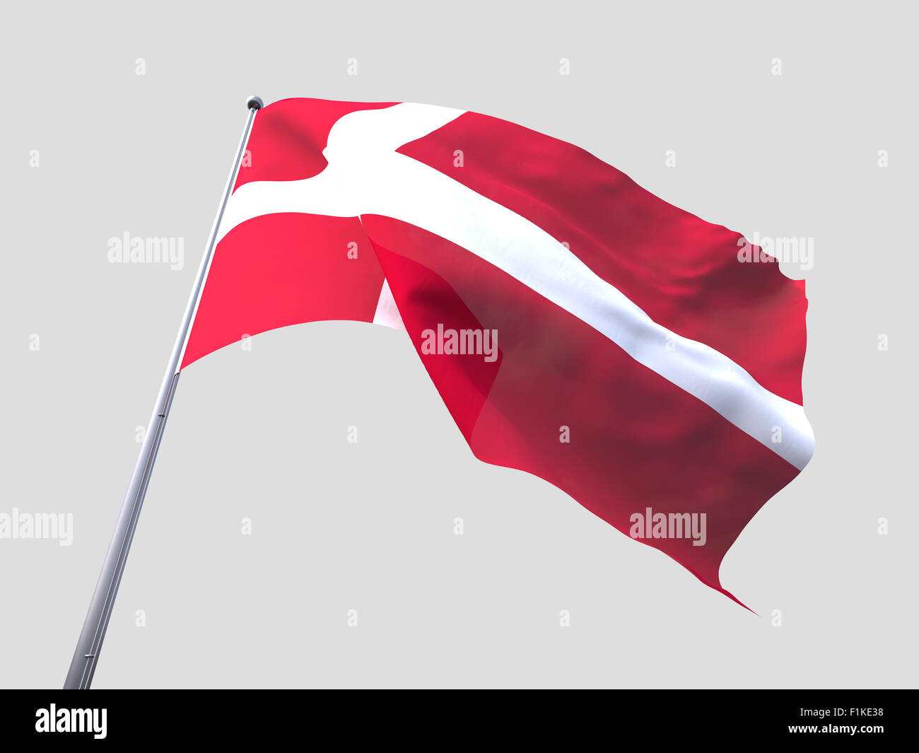 Denmark flying flag isolate on white background Stock Photo - Alamy