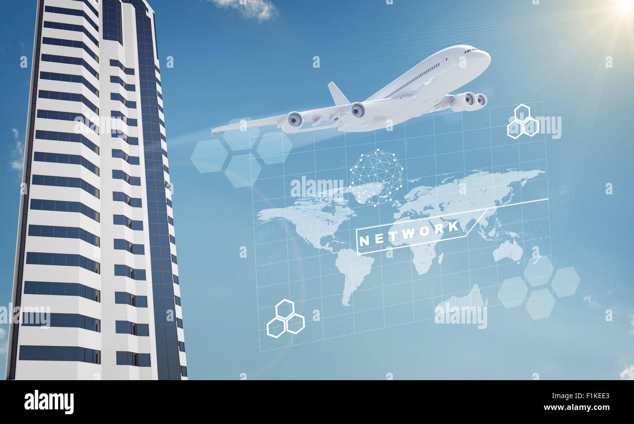 Business center with map and graphs Stock Photo - Alamy