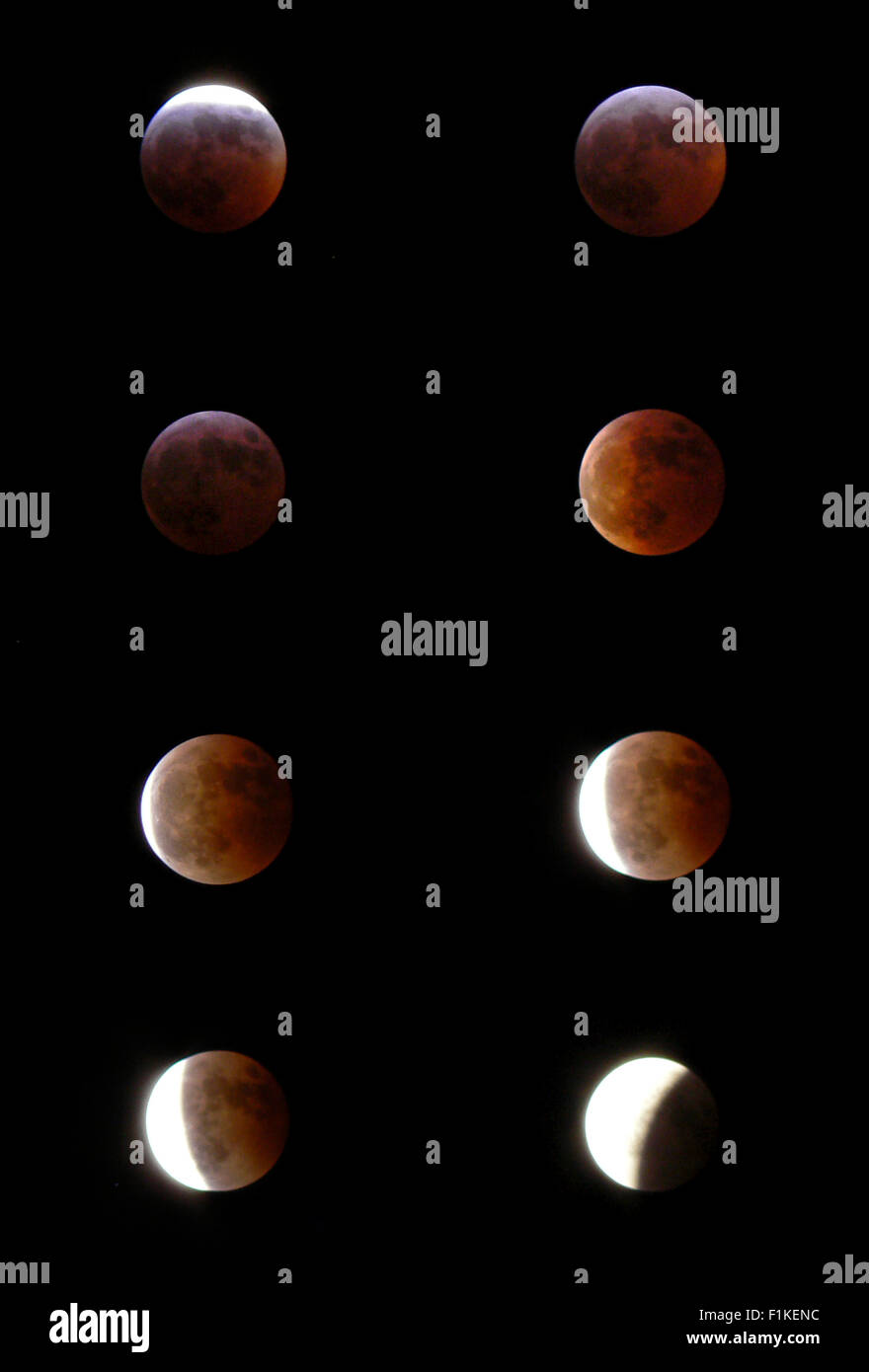 Lunar eclipse. Photographic sequence of images Stock Photo - Alamy