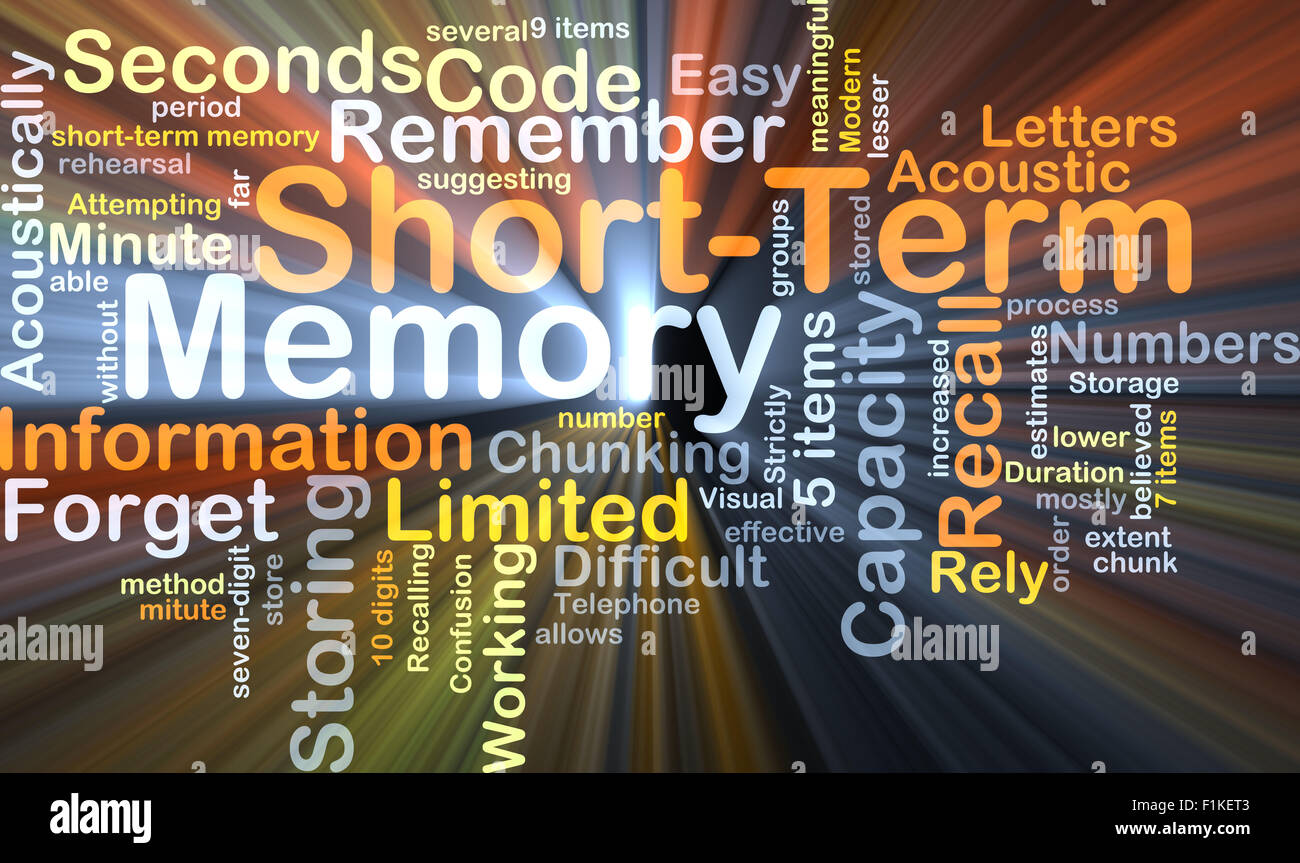Background concept wordcloud illustration of short-term memory glowing ...
