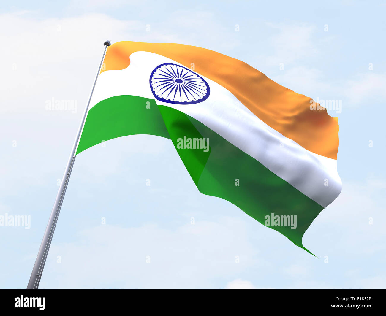 India flag flying on clear sky Stock Photo - Alamy