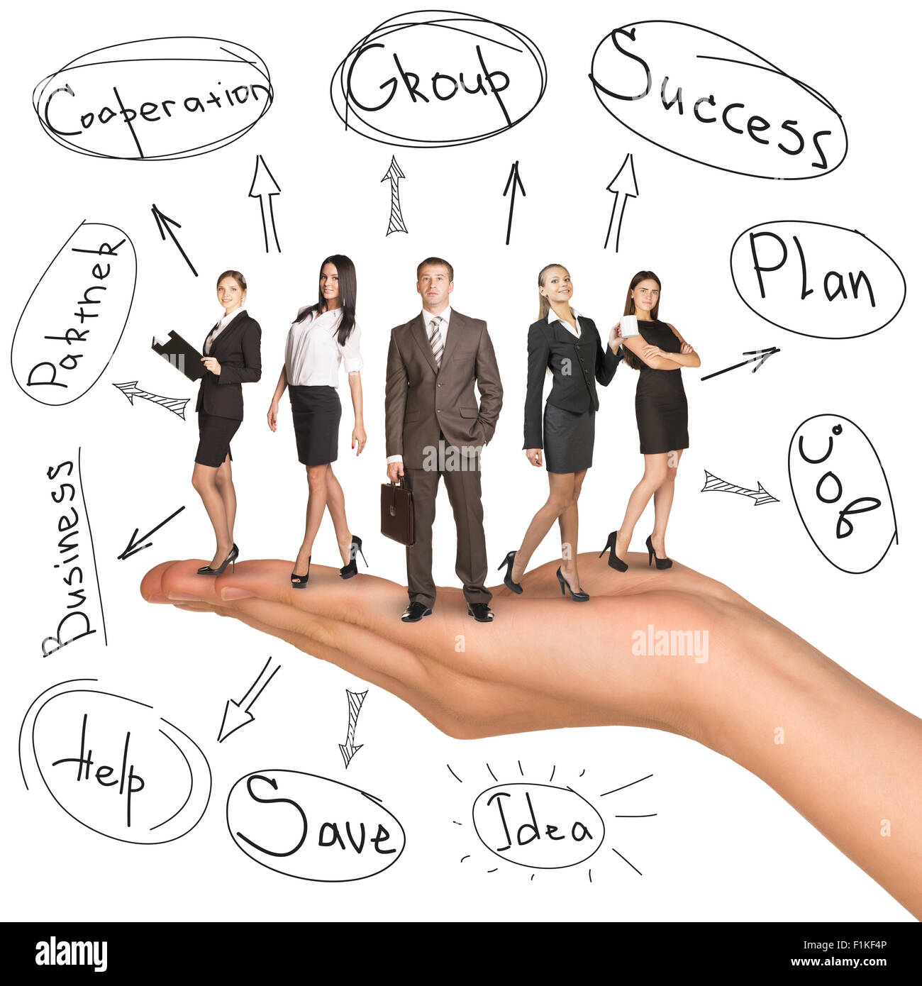 Successful business people in humans hand Stock Photo - Alamy