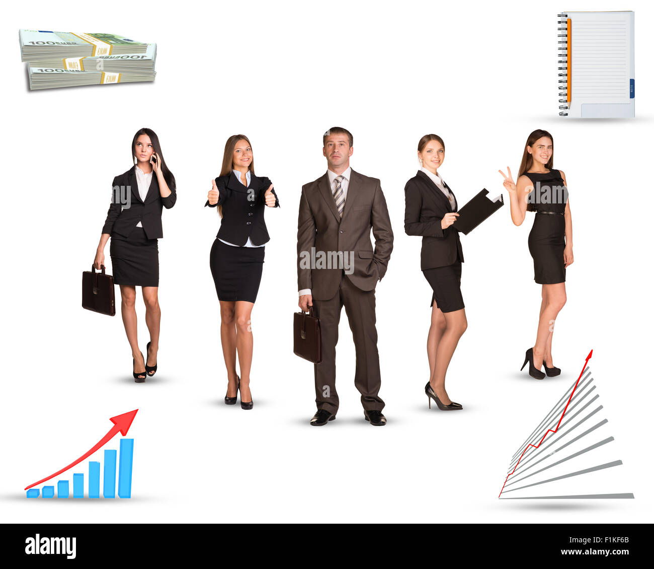 Group of business people with graphs Stock Photo - Alamy