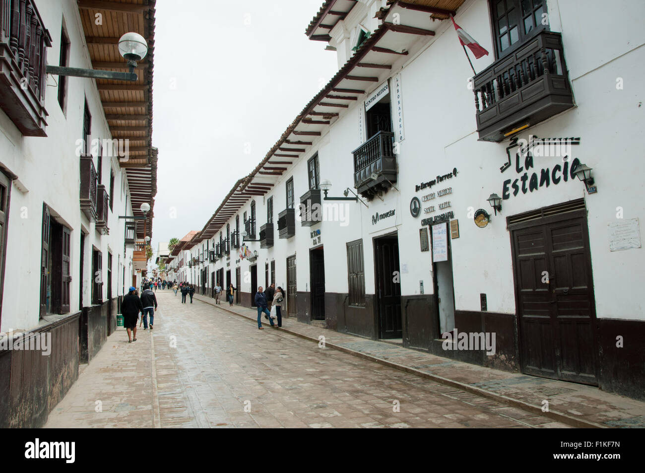 Colonial style street in Chachapoyas city in Peru Stock Photo - Alamy