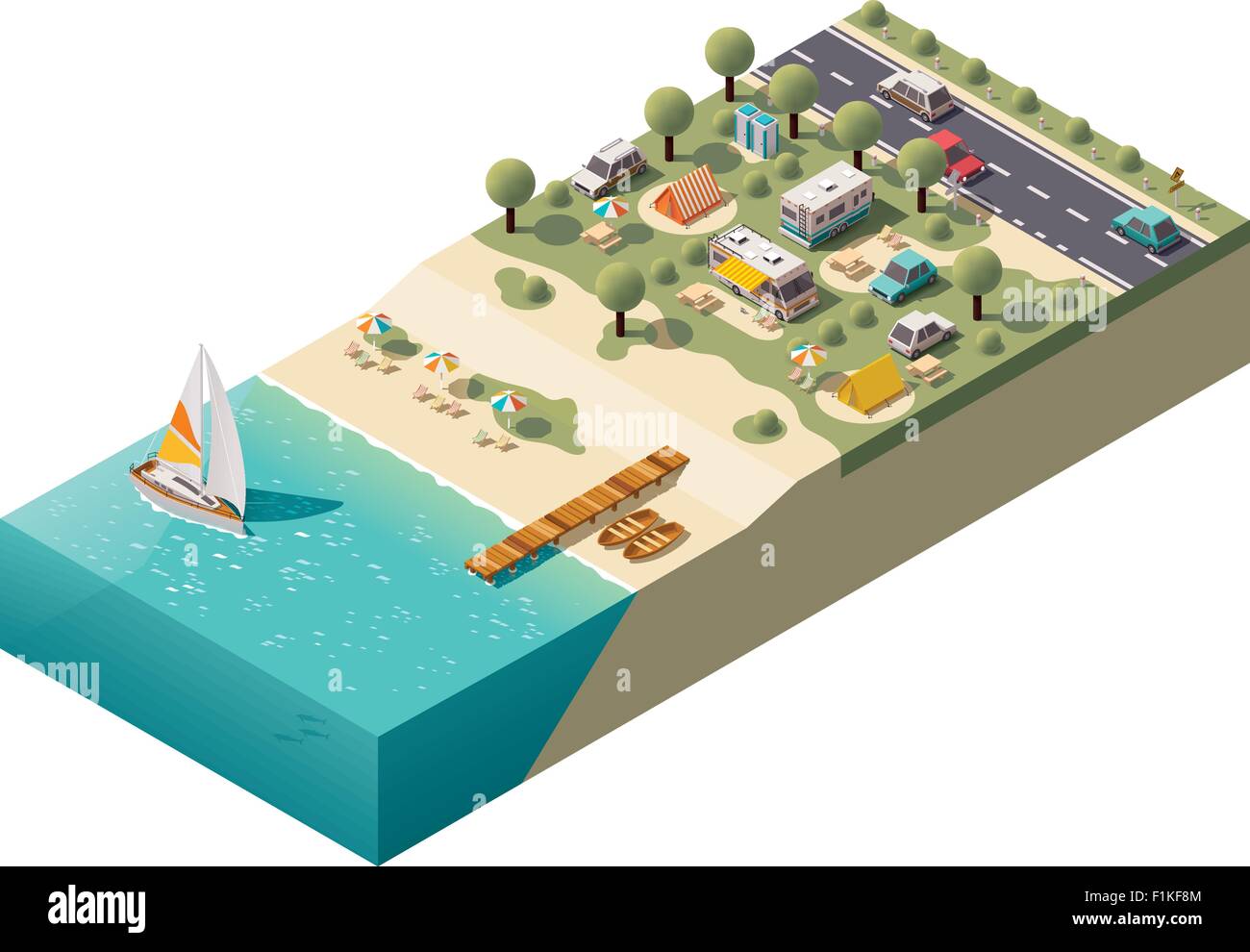 Vector isometric beach camping Stock Vector Image & Art - Alamy