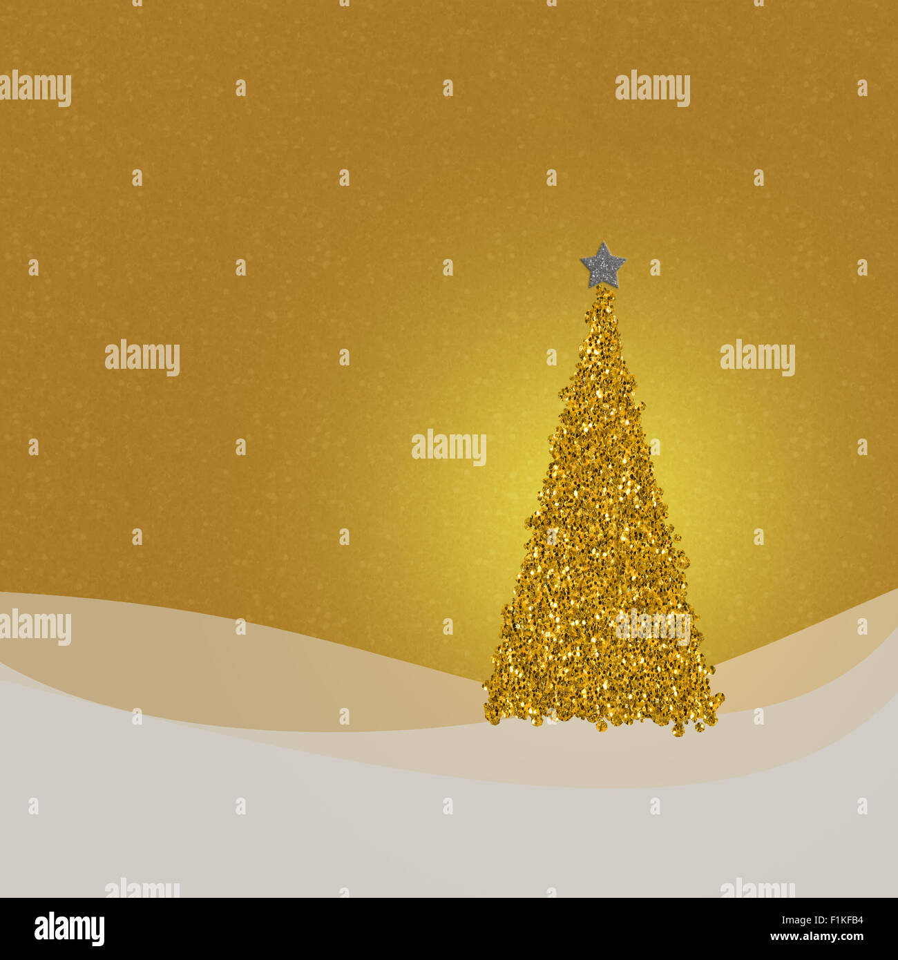 Square crop. Gold glittery Christmas or seasonal greetings card Stock ...