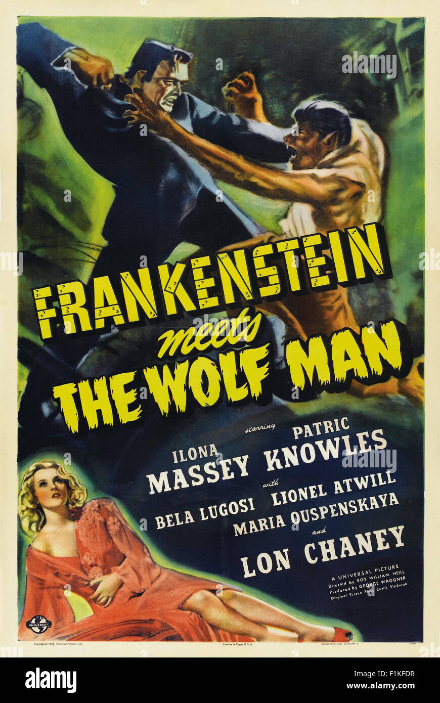 Frankenstein Meets the Wolf Man 001 - Movie Poster Stock Photo - Alamy