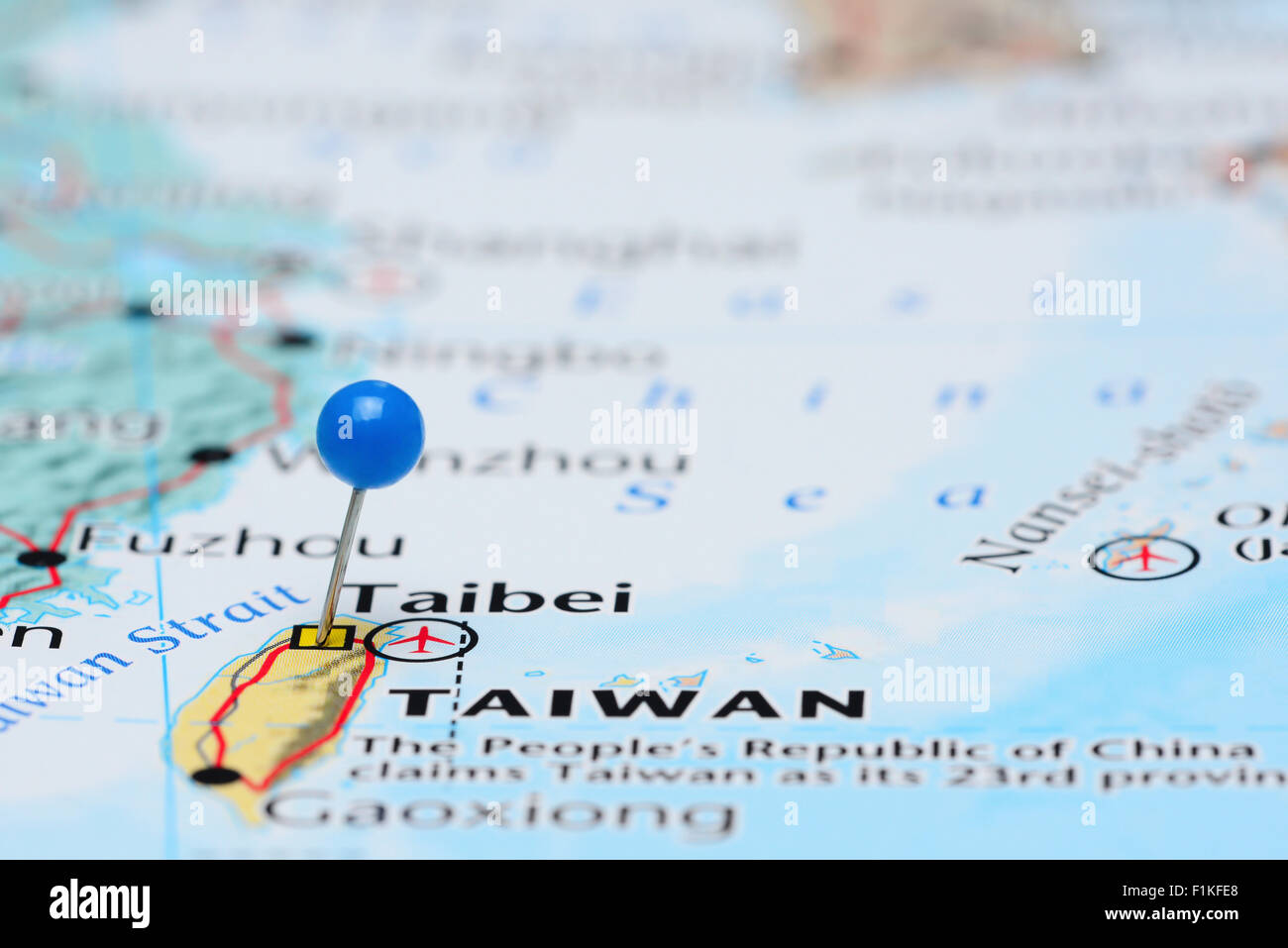 Taibei pinned on a map of Asia Stock Photo - Alamy
