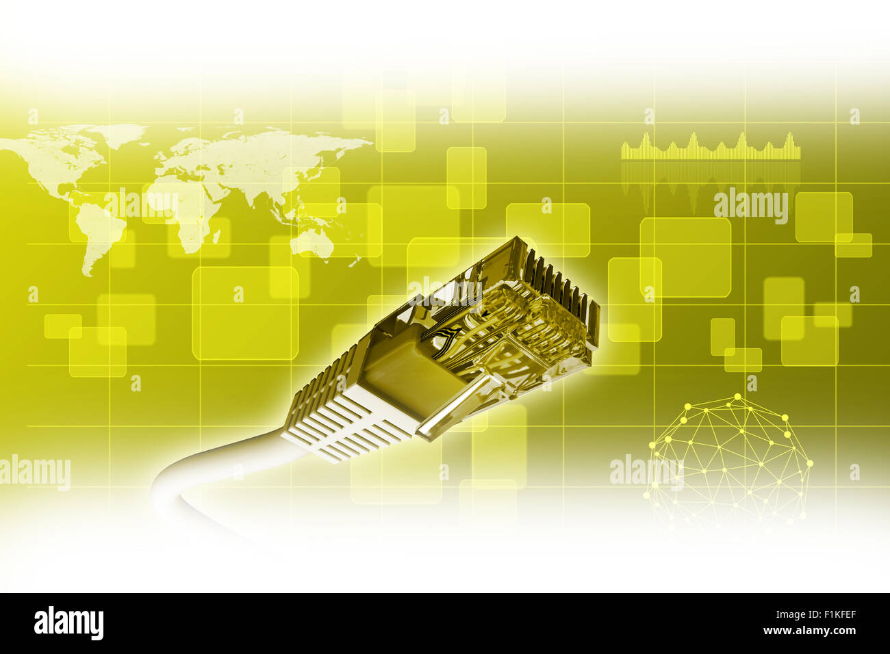 Computer cables on yellow background Stock Photo - Alamy