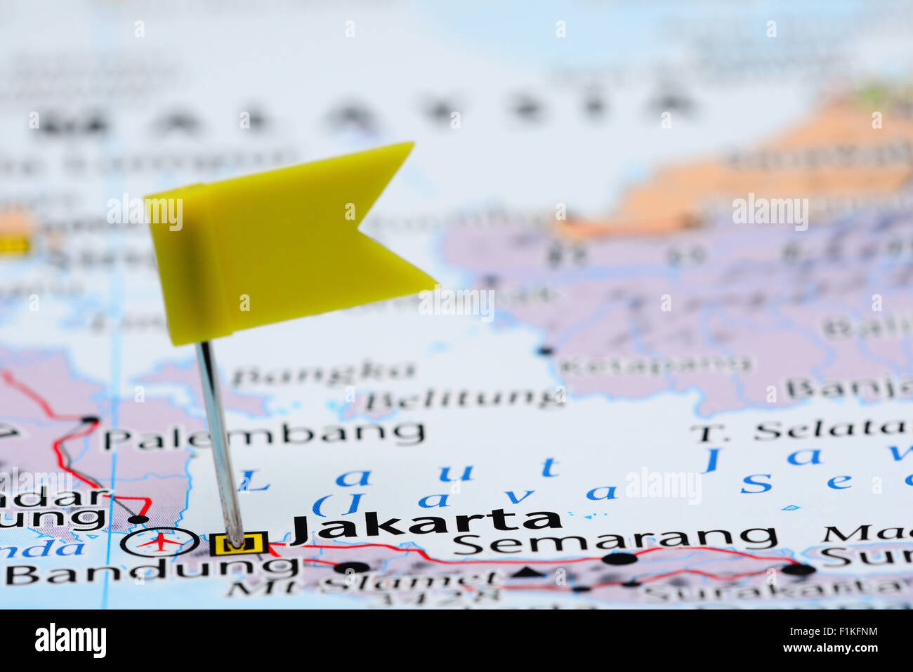 Jakarta pinned on a map of Asia Stock Photo - Alamy