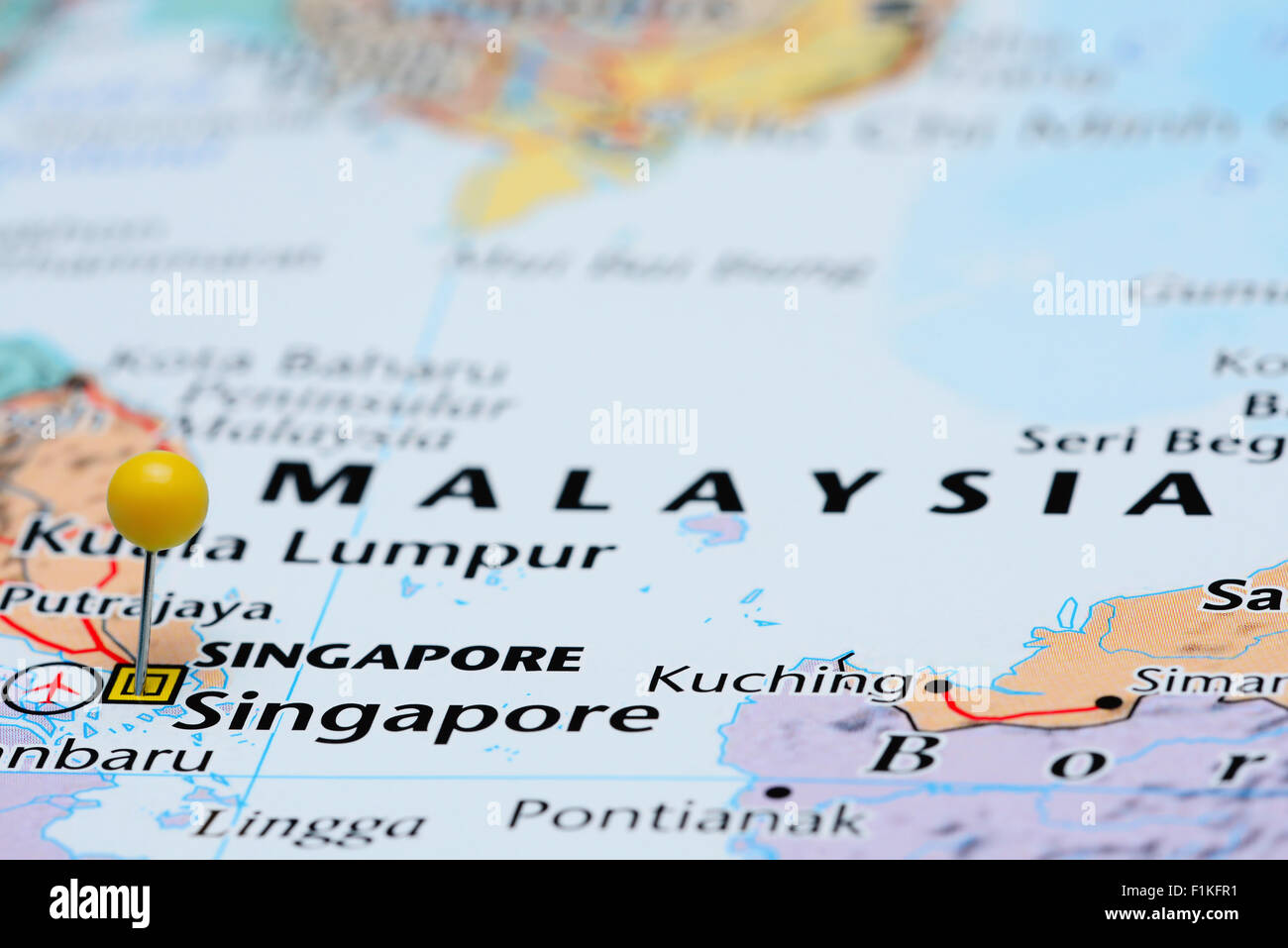 Singapore pinned on a map of Asia Stock Photo - Alamy
