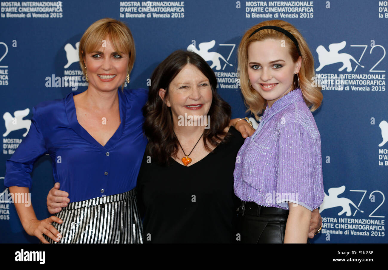 Venice, Italy. 3rd Sep, 2015. Actress Radha Mitchell (L), director Sue ...