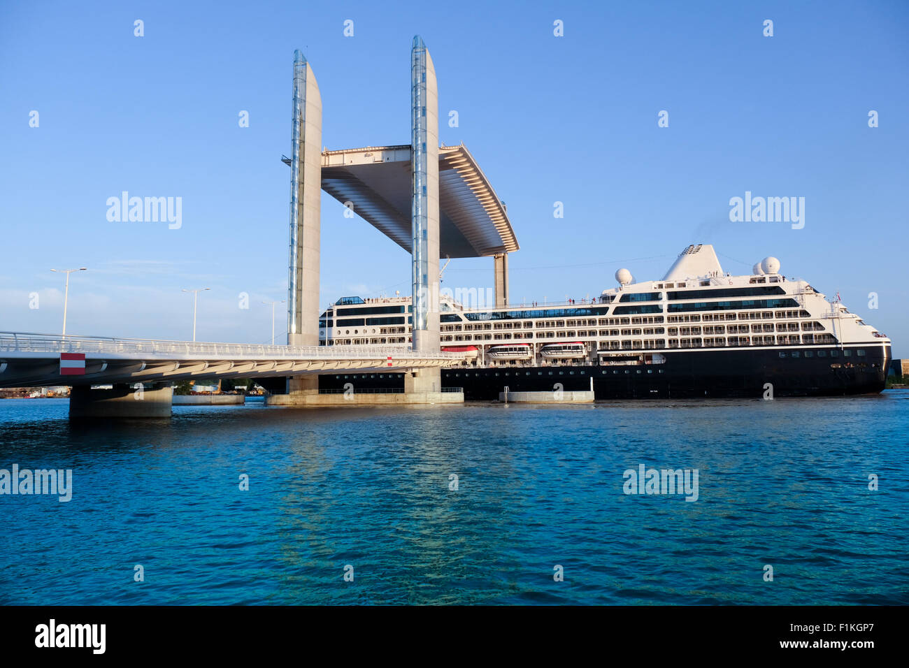 The new Chaban-Delmas highest vertical lift bridge in Europe, raises ...
