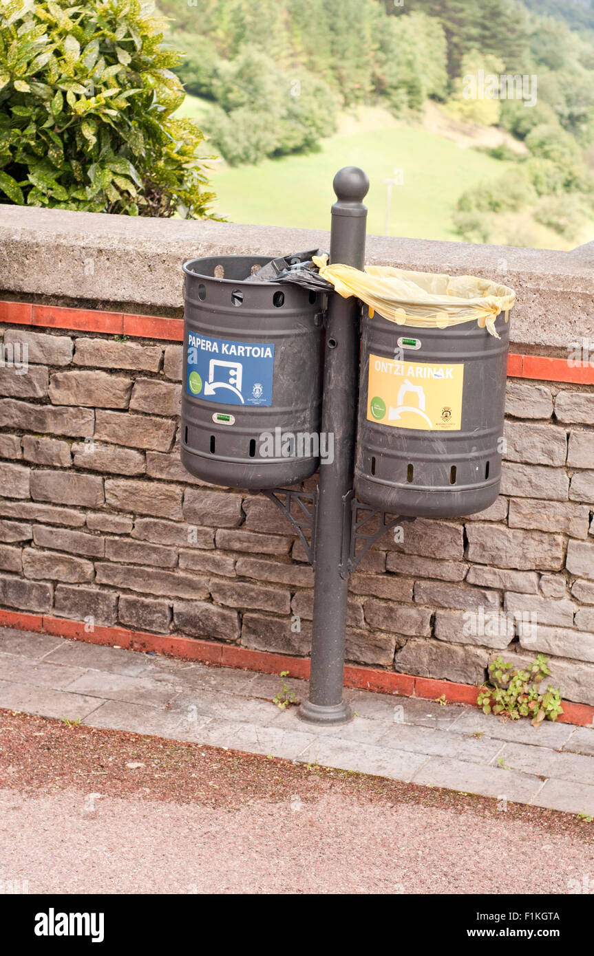 Waste separation and recycling bins in Basque Country. Spain Stock ...