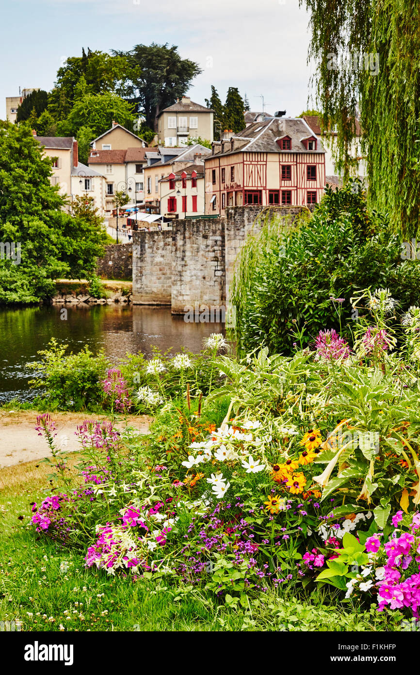 View across the Vienne river in Limoges, Haute-Vienne, Limousin, France ...