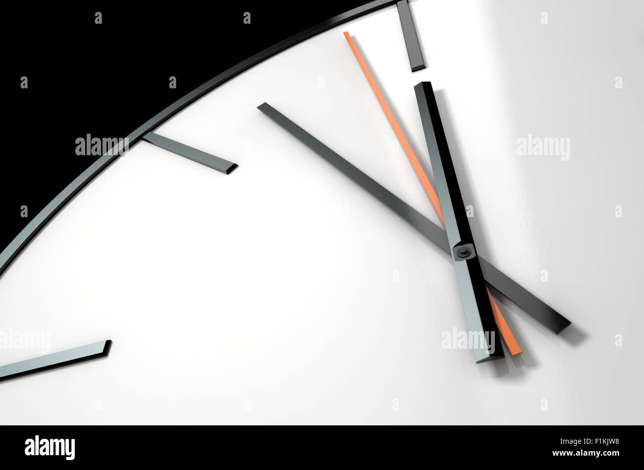 An extreme close up of a modern simplistic watch face on an isolated ...