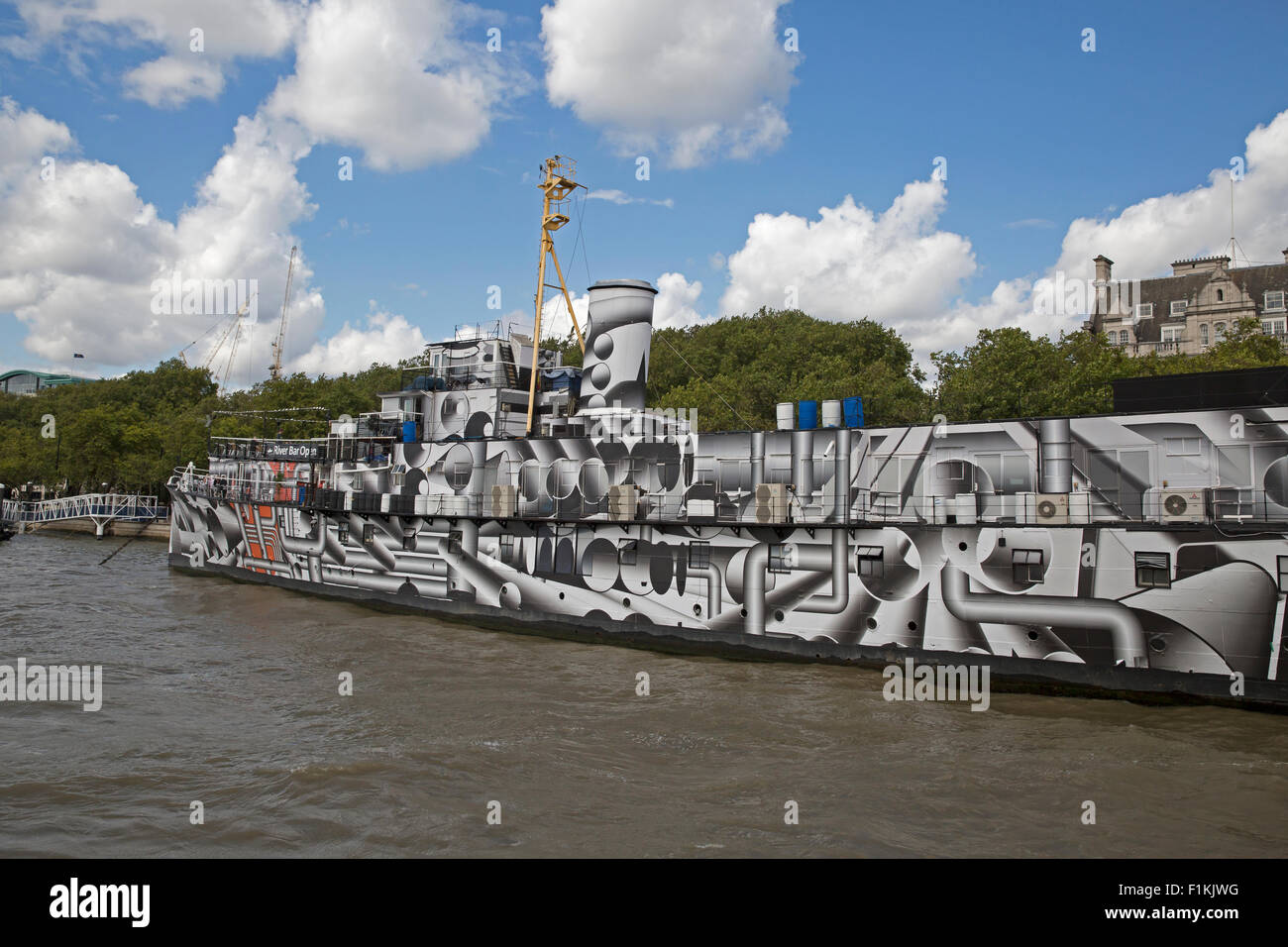 HMS President moored by the embankment in London Stock Photo - Alamy