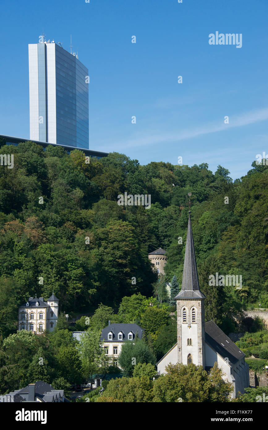 Skyscraper Place de Europe and St Cunégonde Church Clausen Luxembourg ...