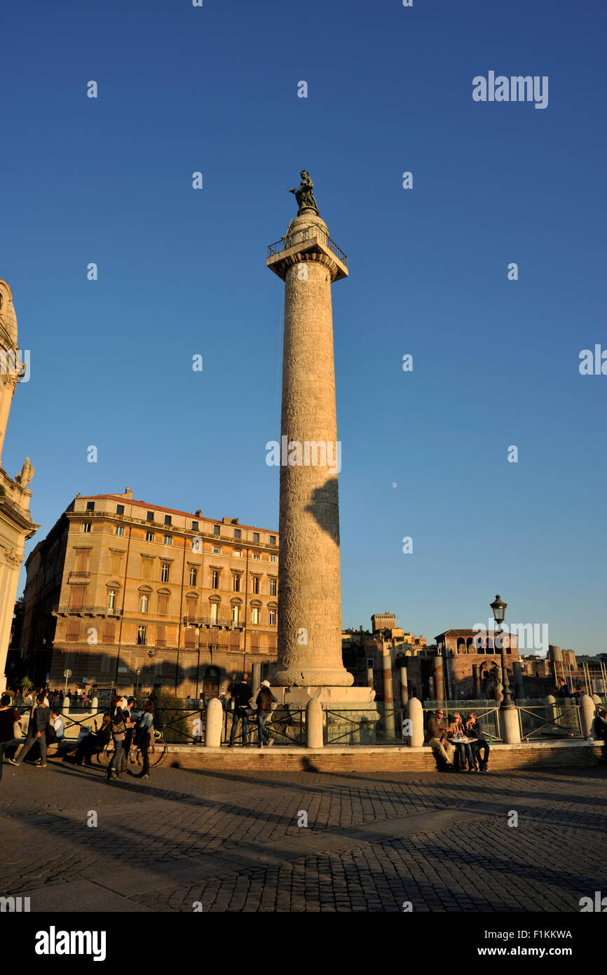 Italy, Rome, Trajan column at sunset Stock Photo - Alamy