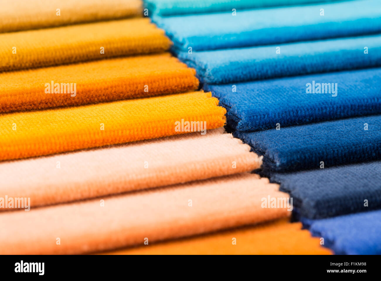 Closeup detail of multi color fabric texture samples Stock Photo - Alamy