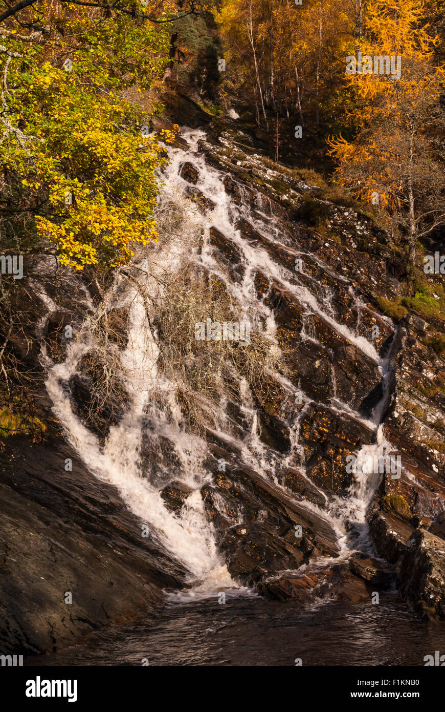 An attractive waterfall near Kinloch Rannoch, Perth and Kinross ...