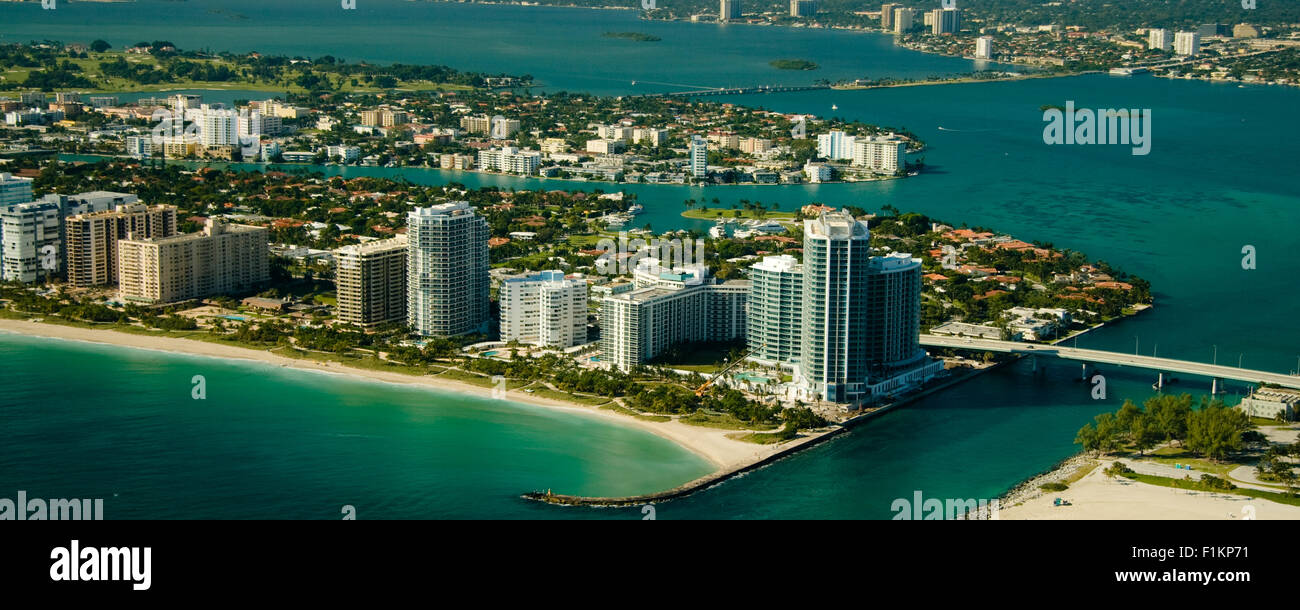 Panoramic aerial view of Miami seashore, Florida, U.S.A Stock Photo - Alamy
