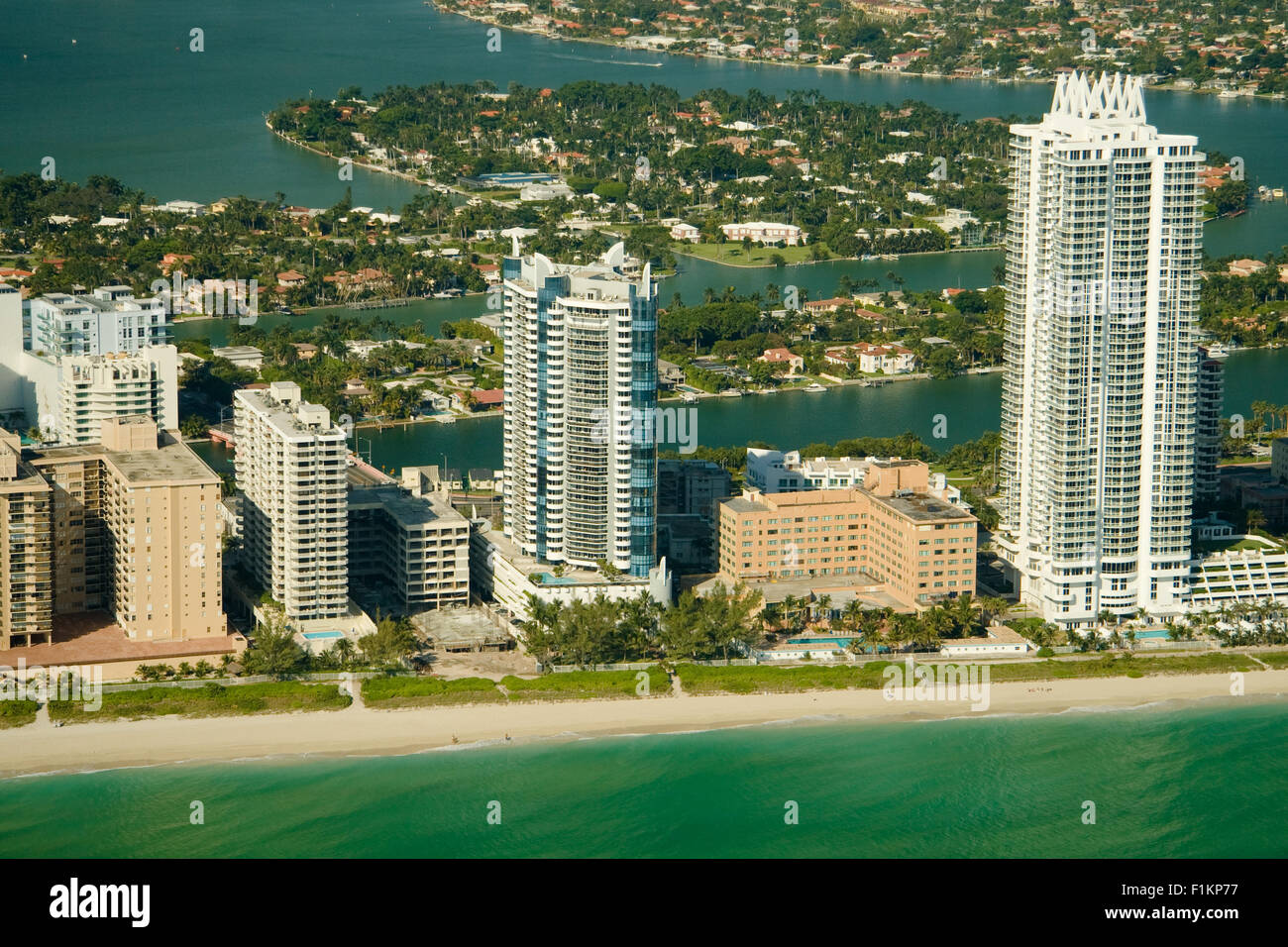 Aerial view of skyscrapers on Miami beach, Florida, U.S.A Stock Photo ...
