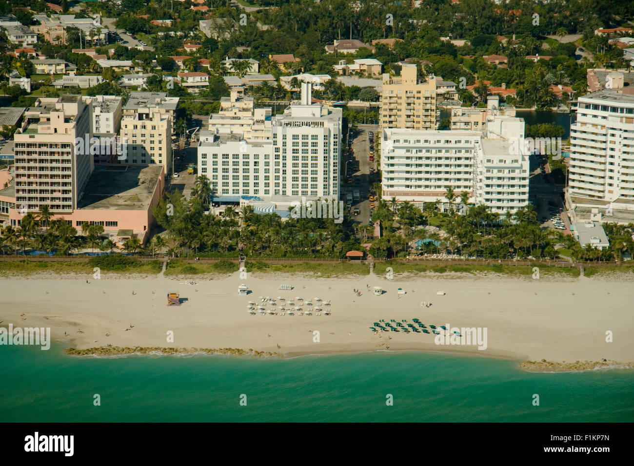 Aerial view of buildings in a city at the waterfront, Miami, Miami-Dade ...