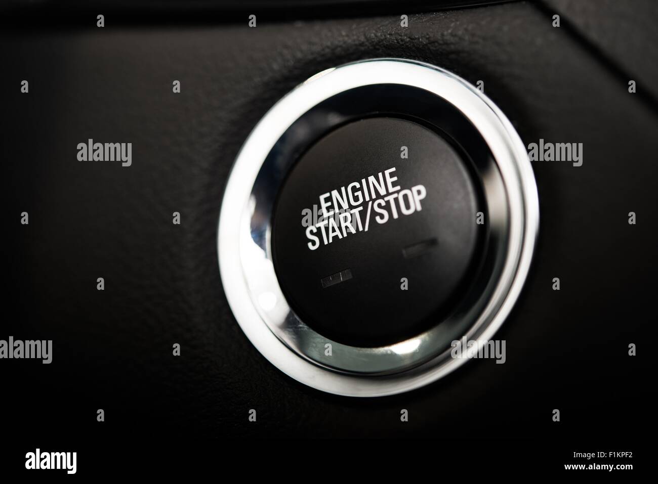Car Engine Start Button. Black and Chrome Materials Ignite Button. Push ...
