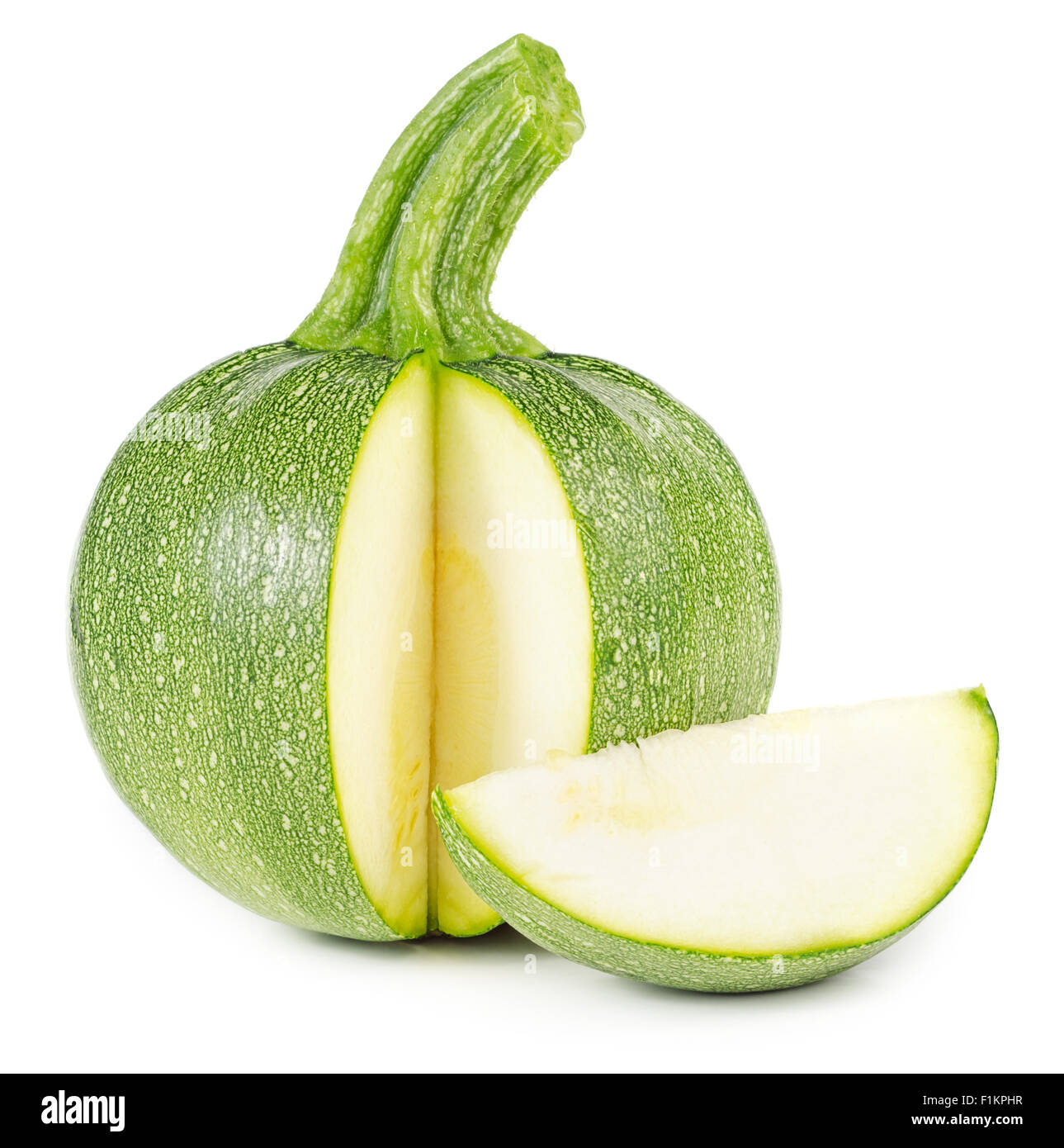 Single round fresh zucchini isolated on white background Stock Photo ...