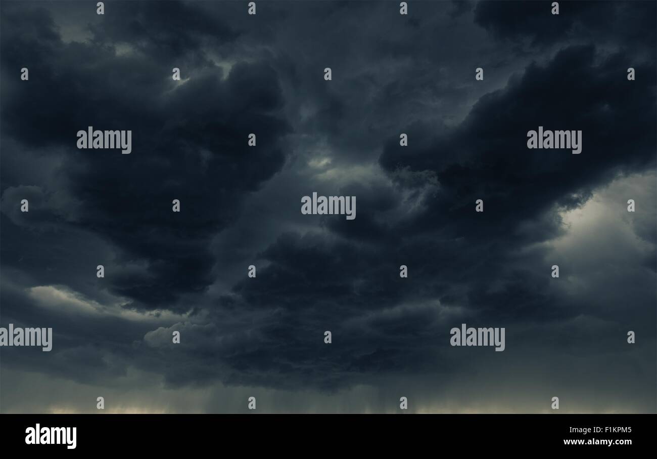 Heavy Dark Storm Cloud and the Falling Rain. Stormy Weather Stock Photo ...