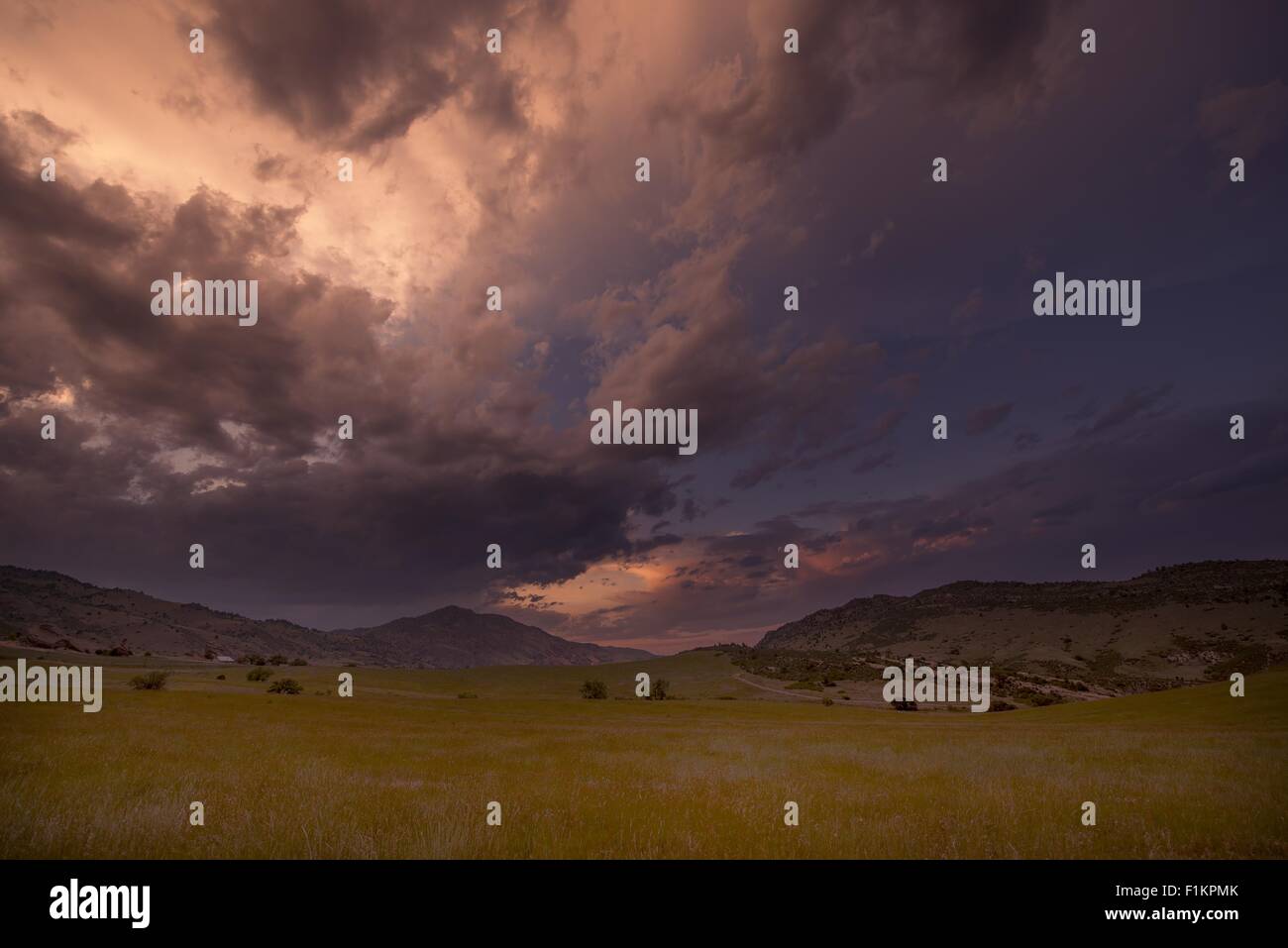 Red Rock Sunset Colorado. Front Range Rocky Mountains Sunset with Red ...