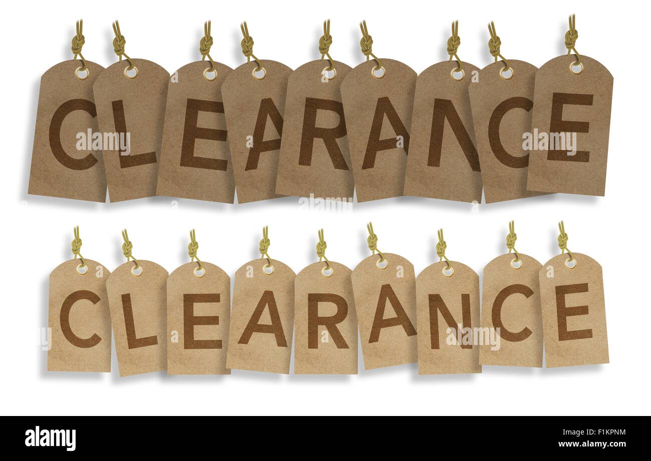 Hanging Clearance Vintage Labels. Paper Labels Creating Word Clearance ...