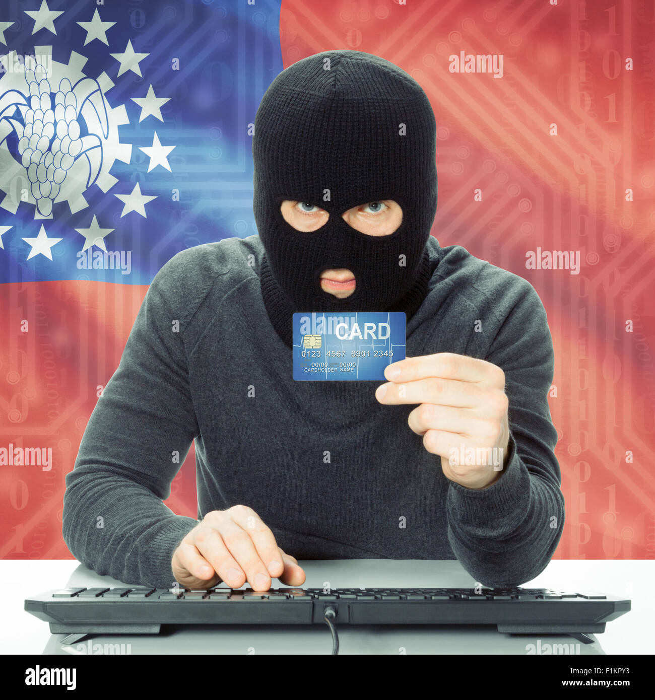 Cybercrime concept with flag on background - Burma Stock Photo - Alamy