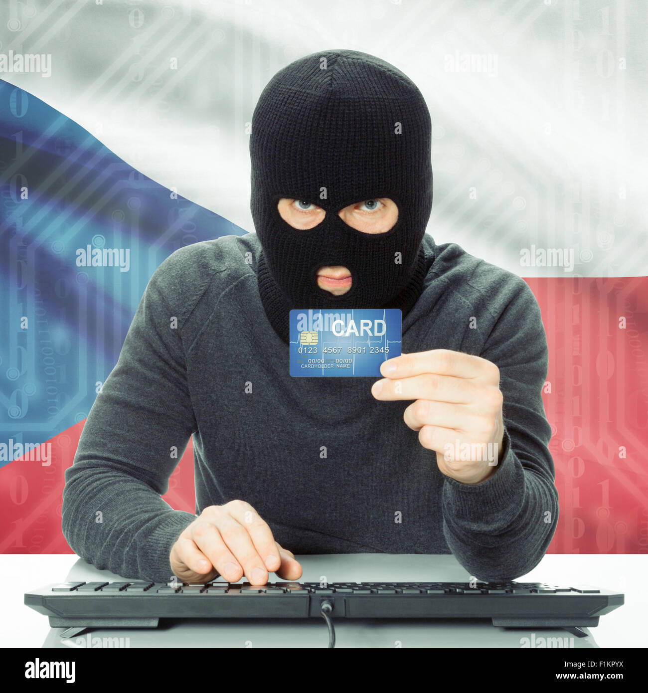 Cybercrime concept with flag on background - Czech Republic Stock Photo ...