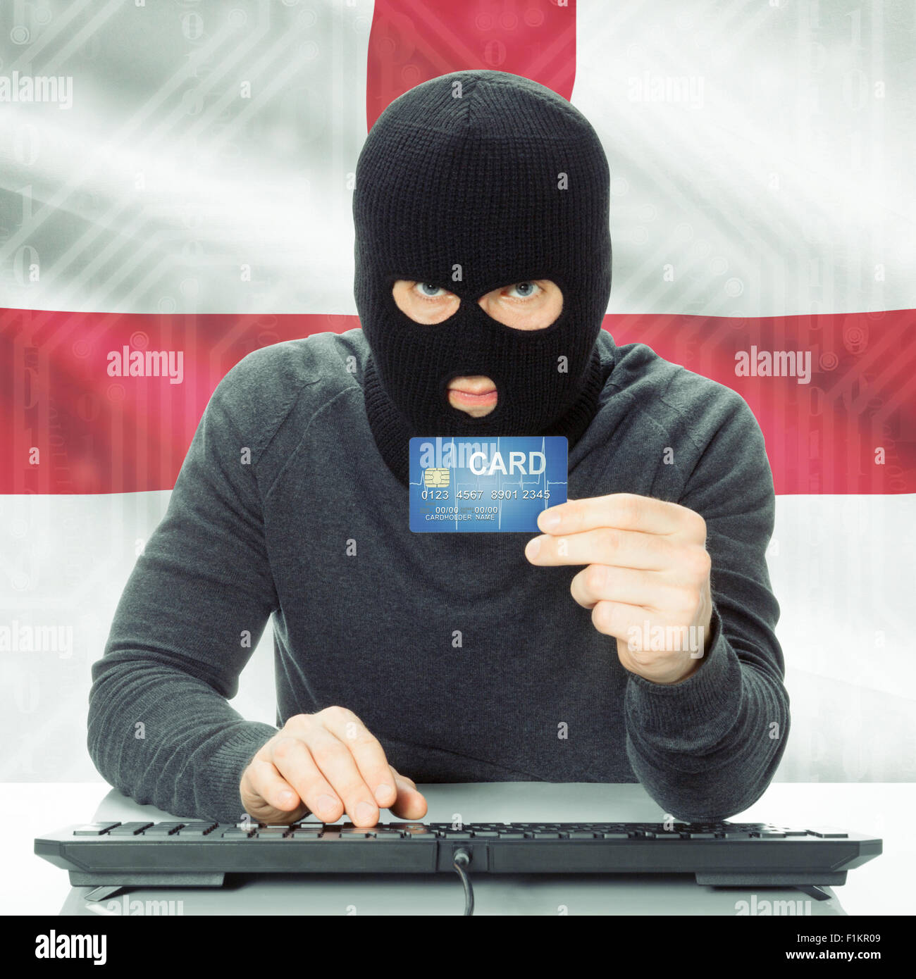 Cybercrime concept with flag on background - England Stock Photo - Alamy