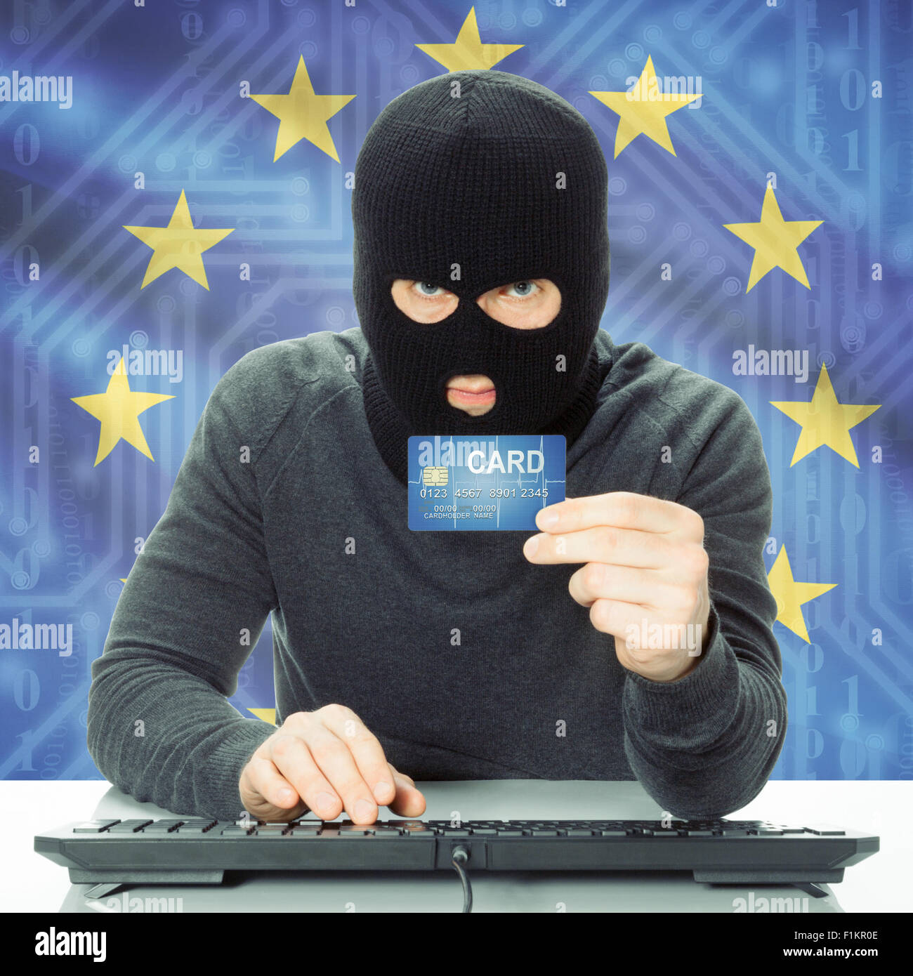 Cybercrime concept with flag on background - European Union - EU Stock ...