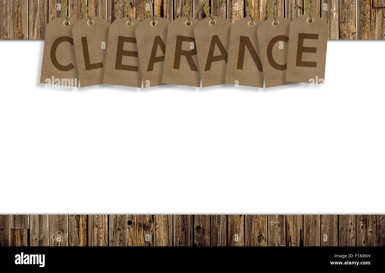 Clearance Background with Solid White Copy Space. Clearance Paper Tags ...