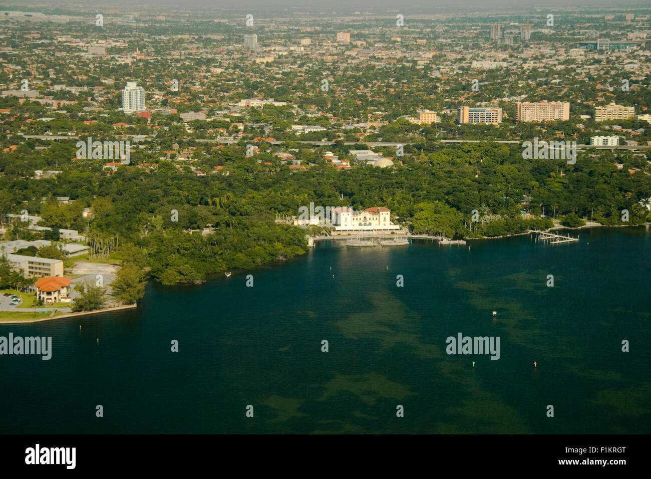 Aerial view of a city at the oceanside, Miami, Miami-Dade County ...
