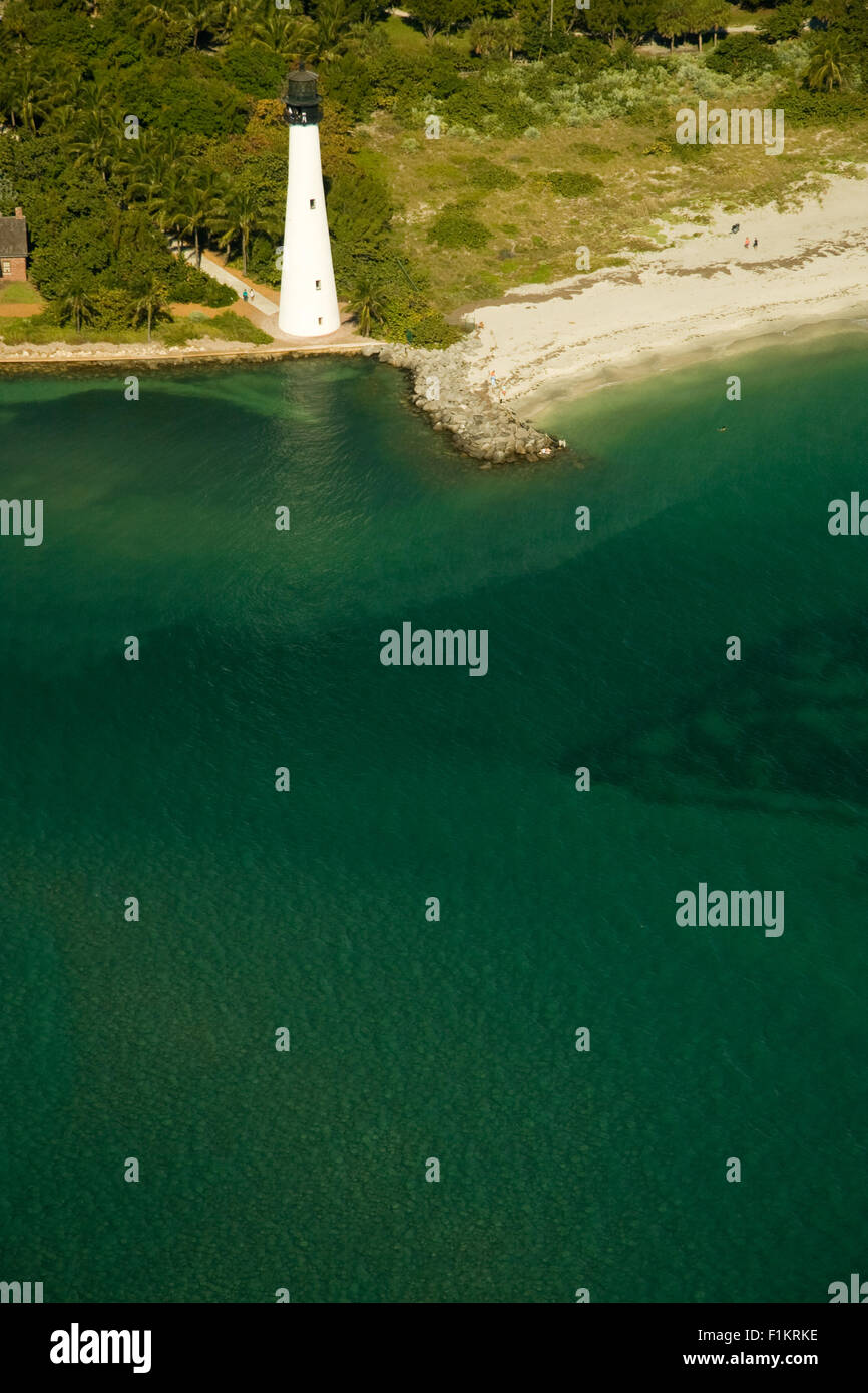 Aerial view of Cape Florida lighthouse, Key Biscayne, Miami, Florida ...