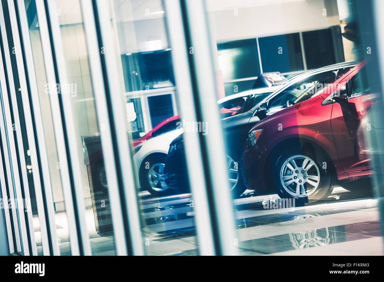 Car Dealer Window Shopping. Dealer Cars Stock. Showroom Exposition ...